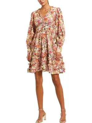 Mac Duggal Floral Cotton Mini Dress - Pink Multi