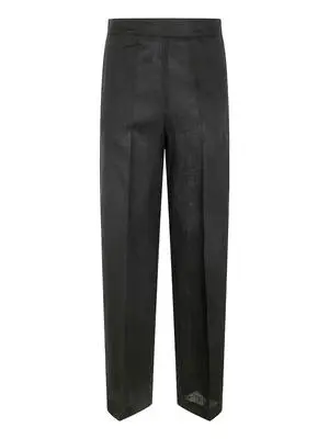 Liviana Conti Linen Straight Leg Trousers - Black