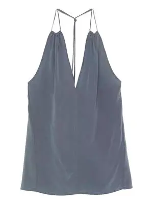 Victoria Beckham Silk V-neck Top - Grey
