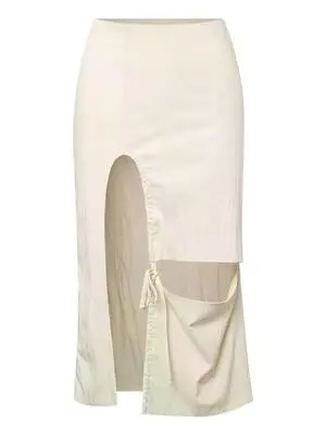ELENA VELEZ Midi Skirt With Slit - Neutrals