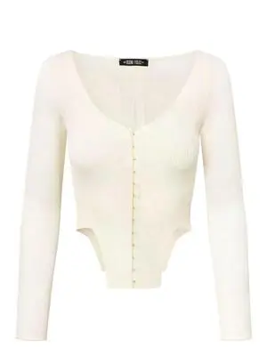 ELENA VELEZ Linen Knit Top - White
