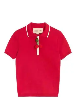 Valentino Garavani Cherry-charm Polo Top - Red