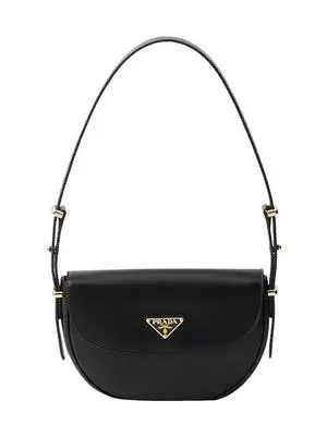 Prada Arque Leather Shoulder Bag - Black