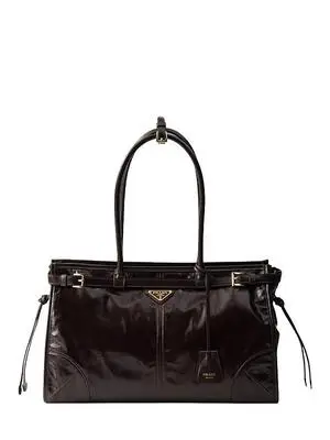 Prada Bonnie Large Convertible Leather Shoulder Handbag Palisander