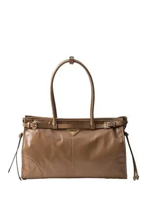 Prada Bonnie Large Convertible Leather Shoulder Handbag - Powder