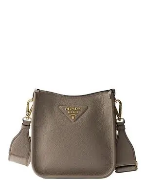 Prada Mini Leather Shoulder Bag - Clay Gray