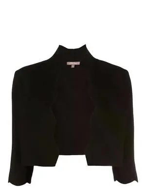 Lela Rose Wavy Trim Cropped Jacket - Black