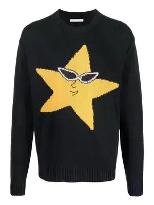 SKY HIGH FARM WORKWEAR Intarsia-knit Star Jumper - Black