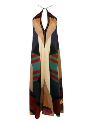 VOLANTIS Silk Midi Skirt - Red