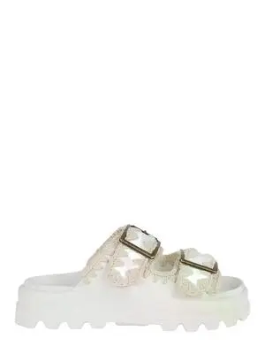 Mou Double-buckle Slides - White