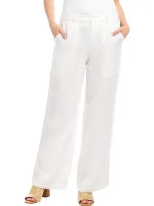 KAREN KANE Patch Pocket Wide-Leg Linen Pants