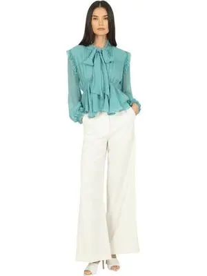 SECRET PON-PON Camila Blouse - Cyan Green