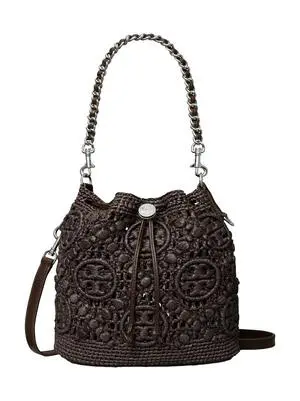 Tory Burch T Monogram Raffia Bucket Bag - Cocoa