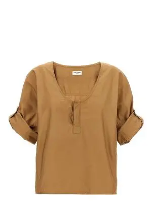 Saint Laurent Twill Blouse - Beige