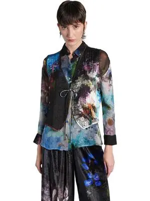 YAVI Abstract Print Vest Blue