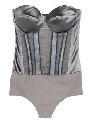 Elisabetta Franchi Satin Bodysuit - Grey