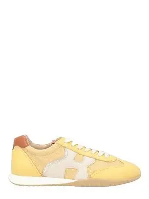 Hogan Low-top Sneakers In Leather And Textile Fibers - Yellow