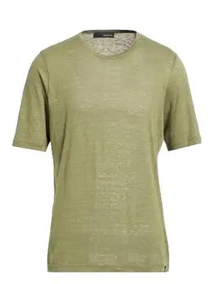 LARDINI Man T-shirt Rust Size 42 Linen Green