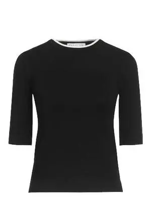 CARACTÈRE Knitted Lightweight Crewneck Short Sleeve Sweater - Black