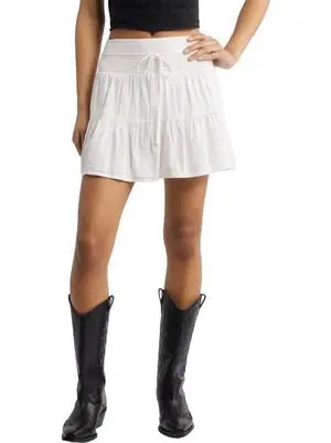 Bp. Smocked Waist Tiered Mini Skirt White Blanc