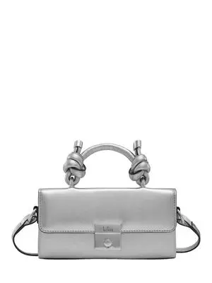 BEHNO Behno Micro Mary Soft Leather Crossbody Bag Silver