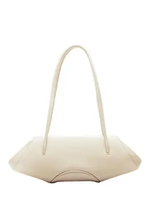 BEHNO Mini Elizabeth Baguette Pebble Leather Shoulder Bag - Bone