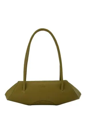 BEHNO Mini Elizabeth Baguette Pebble Leather Shoulder Bag Olive