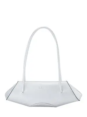 BEHNO Mini Elizabeth Baguette Pebble Leather Shoulder Bag Silver