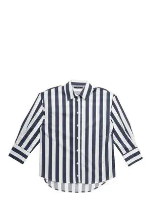 Deluc Vincenzo Stripe Cotton Button-Up Shirt Striped Blue