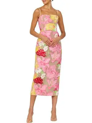 HELSI Gemma Floral Appliqué Sequin Midi Dress - Pink Multi Floral