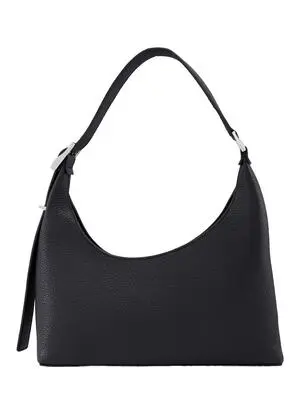 BEHNO Danny Flatiron Pebble Leather Shoulder Bag Black