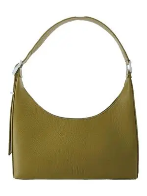 BEHNO Danny Flatiron Pebble Leather Shoulder Bag Olive