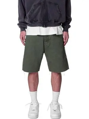 Mnml Mojave Raw Hem Canvas Shorts - Olive