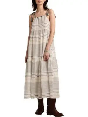 Lucky Brand Stripe Tiered Maxi Sundress - Blue Stripe
