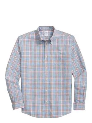 Brooks Brothers Friday Regular Fit Plaid Cotton Poplin Button-down Shirt Hydrangea