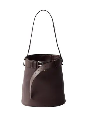 Prada Buckle Leather Bucket Bag - Brown