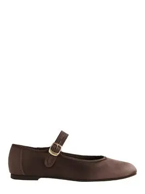 REFORMATION Tilly Ballet Flat Chocolate Satin