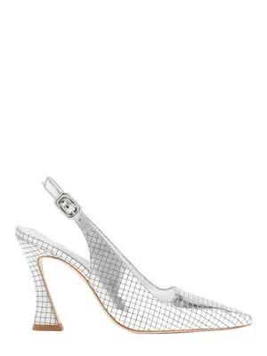 REFORMATION Nour Heeled Slingback Metallic Disco - Silver