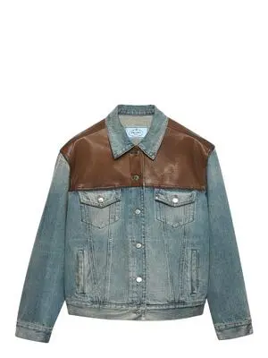 Prada Denim And Leather Jacket - Bleu