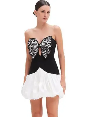 PatBO Butterfly Mini Dress - Black