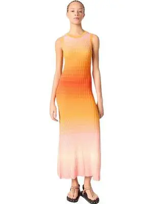 Maje Tie-dye Knit Maxi Dress - Orange