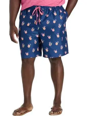 HARBOR BAY BY DXL Big & Tall Pineapple Drink Swim Trunks - Navy Multi