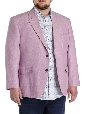 OAK HILL BY DXL Big & Tall Jacket Relaxer Linen-blend Sport Coat - Purple