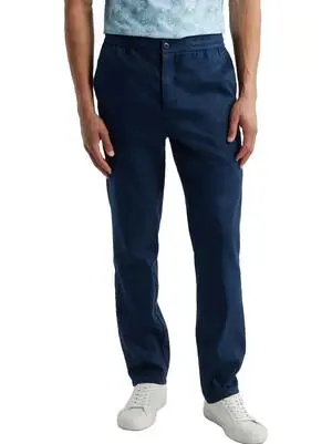 Bugatchi Stretch Linen & Cotton Drawstring Pants Navy