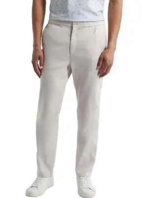 Bugatchi Stretch Linen & Cotton Drawstring Pants Stone
