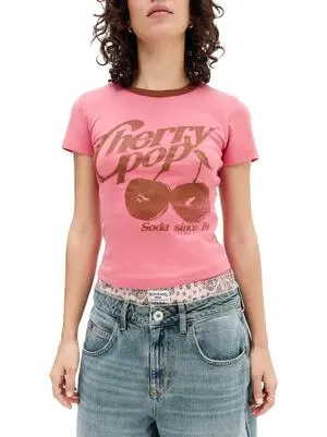 BDG URBAN OUTFITTERS Cherry Pop Graphic Baby Tee - Pink