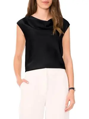 Halogen Cowl Neck Sleeveless Top - Rich Black 060