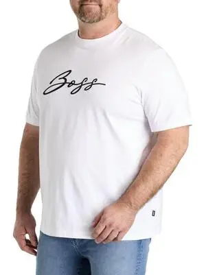 BOSS Big & Tall Thompson Script T-shirt - White