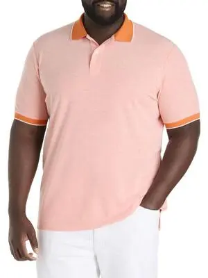 HARBOR BAY BY DXL Big & Tall Oxford Tipped Polo Shirt - Golden Poppy