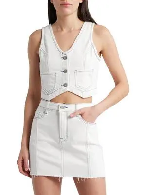 HIDDEN JEANS Crop Denim Vest - Pearl